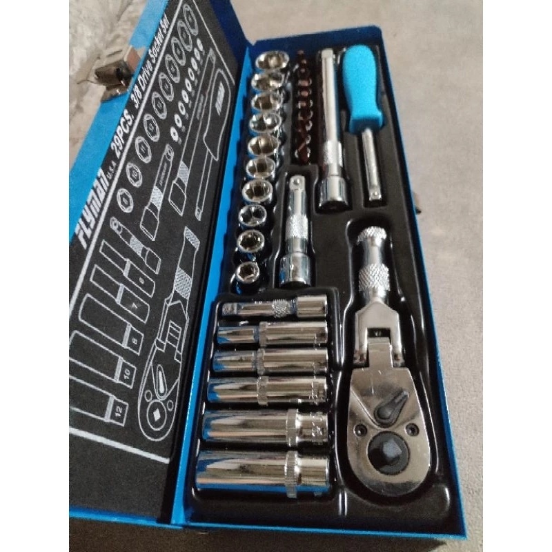 FLYMAN | DualDrive 29-Piece Silver Socket & Bit Set – 3/8" & 1/4" Drive ...