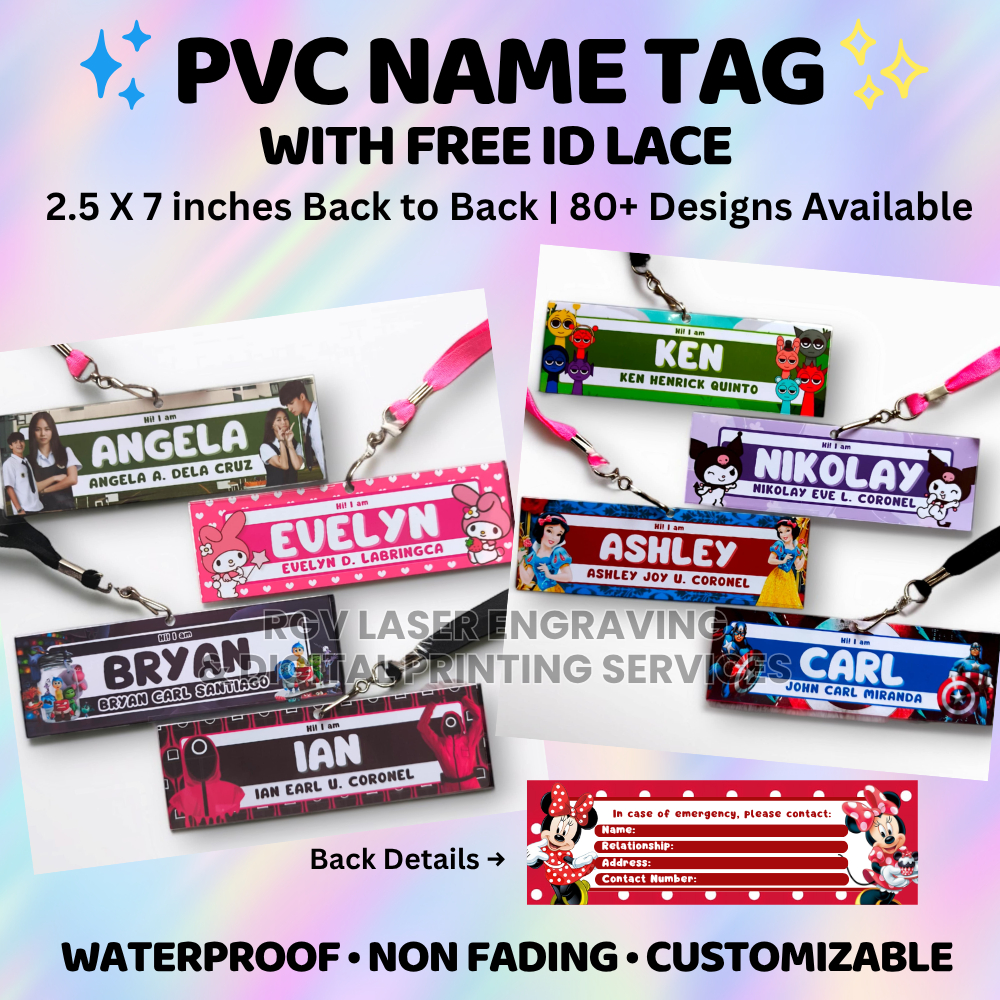 [BOY DESIGNS] PVC Name Tag with FREE ID Lace Back to Back - rgv ...