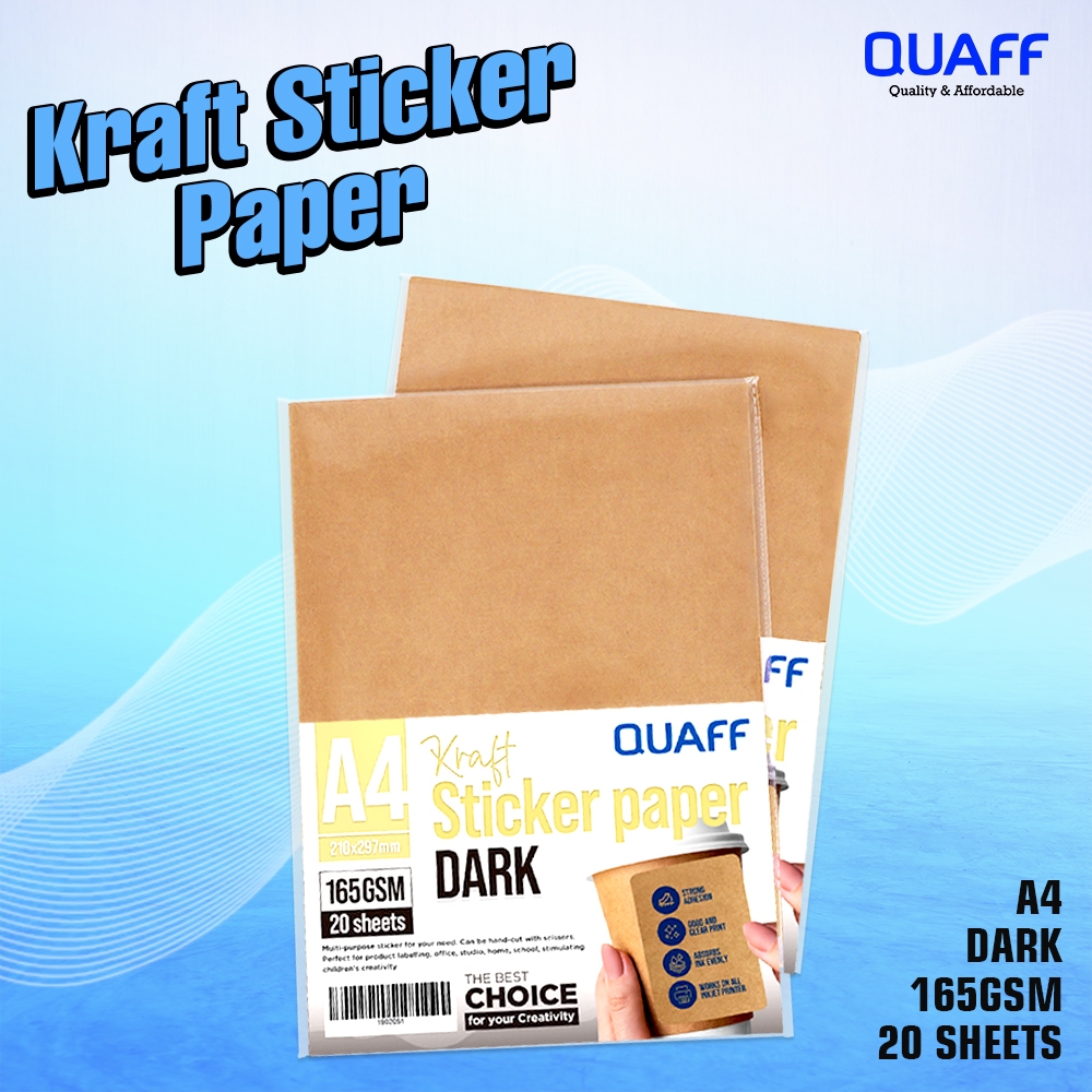 Quaff Kraft Sticker Paper Dark A4 Size 165gsm Strong Adhesion Inkjet ...