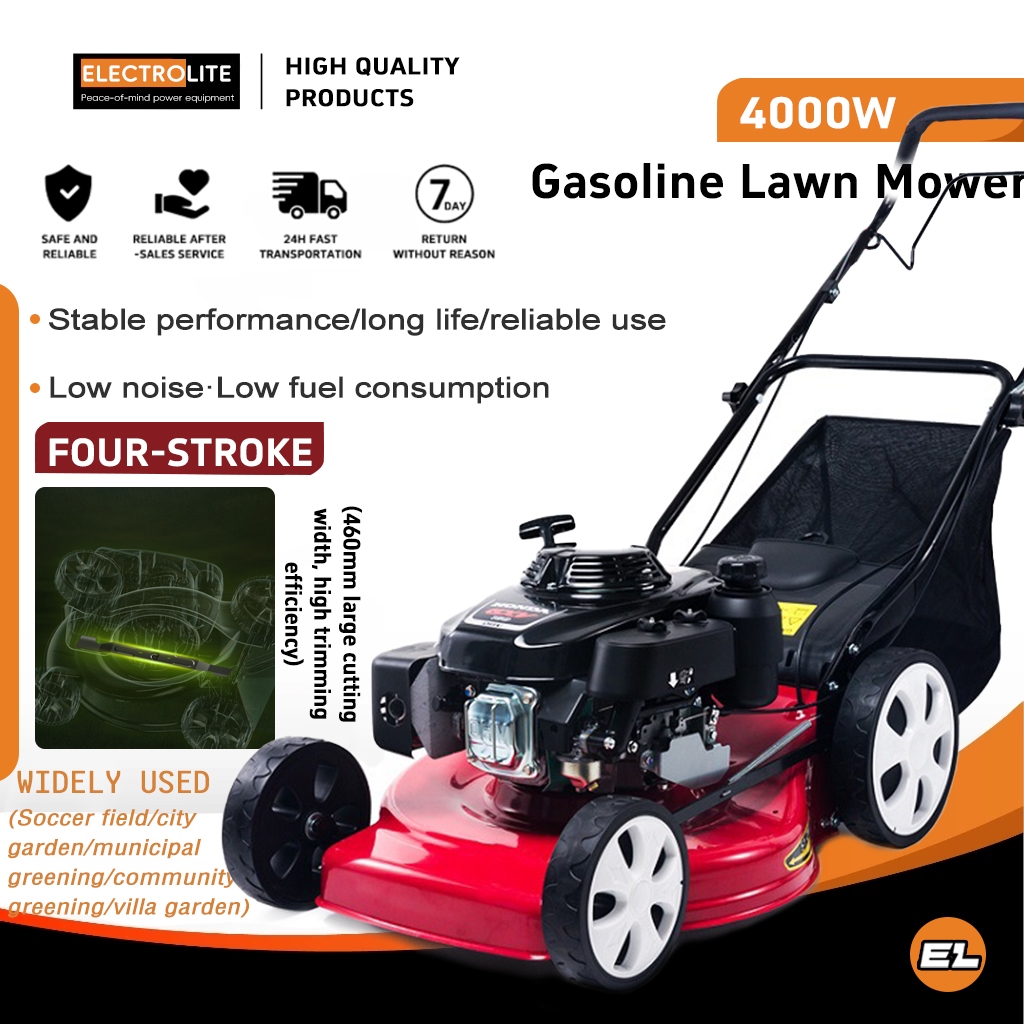 4000W Grass Trimmer 4 Stroke Gasoline Lawn Mower Heavy Duty Walk-behind ...
