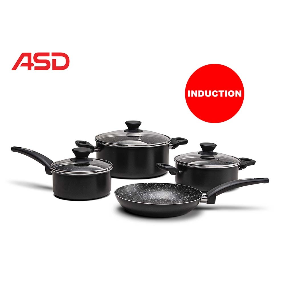 ASD Non-Stick Marble Induction Cookware Set, 7pcs | Shopee Philippines