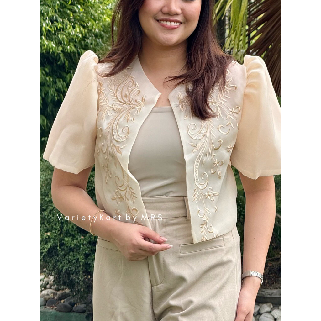 Filipiniana Jusi Bolero Top - Embroidery | Shopee Philippines
