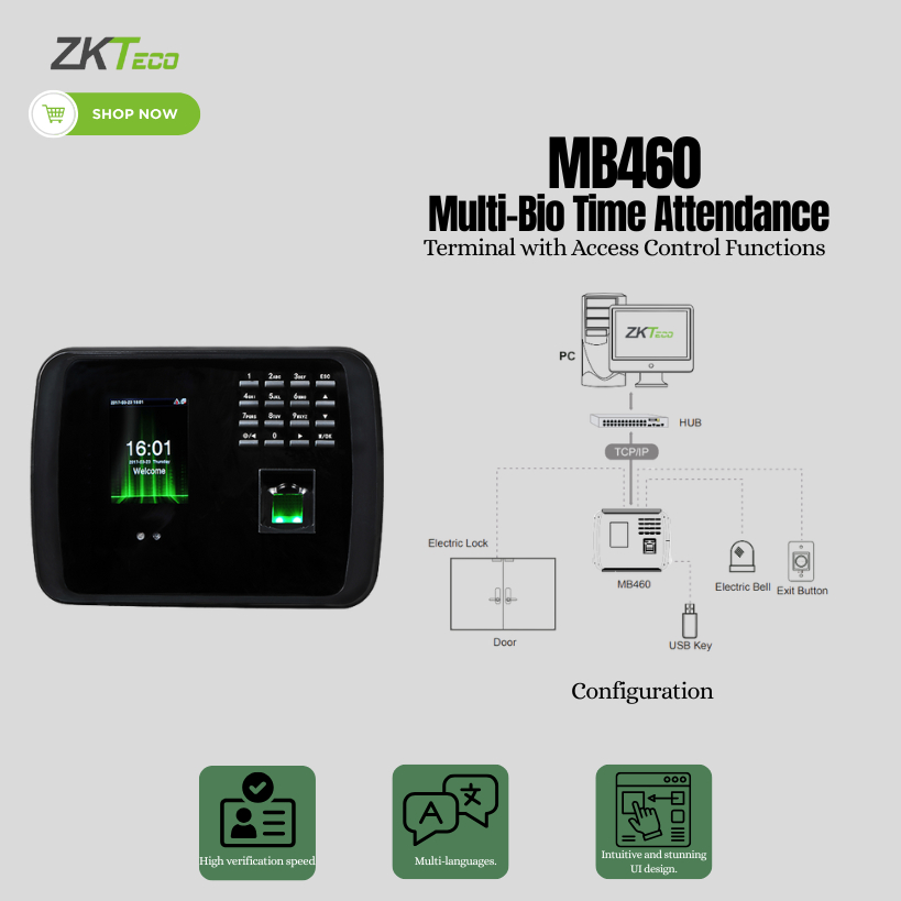 Face Time Attendance Terminal with Access Control Functions ZKTECO (MB460) | Shopee Philippines