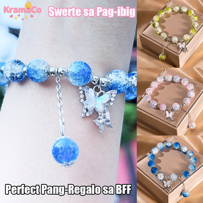 Paru-Paro Glass Bracelet Female Niche Design Hand Jewelry Color-beaded ...