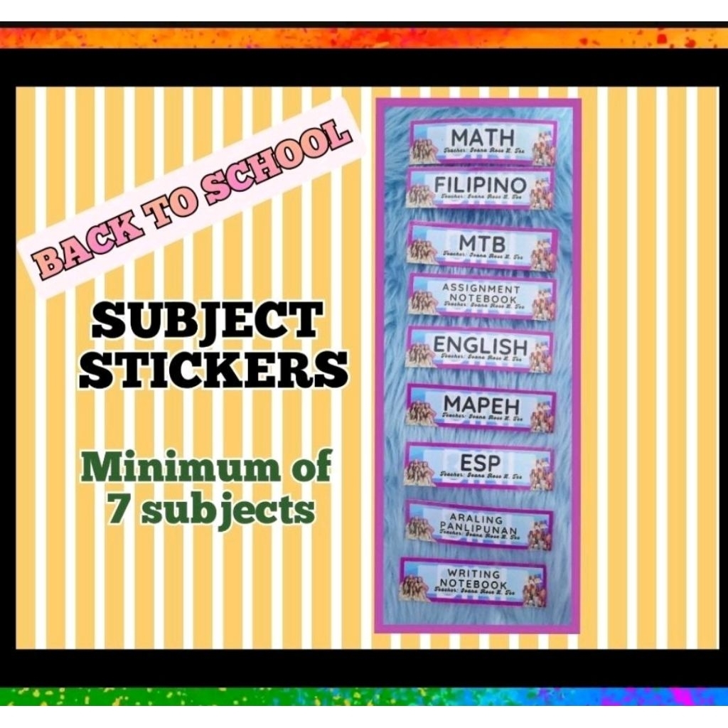 Subject Theme Stickers (Personalized) Themes:Bini,Kuromi,InsideOut ...