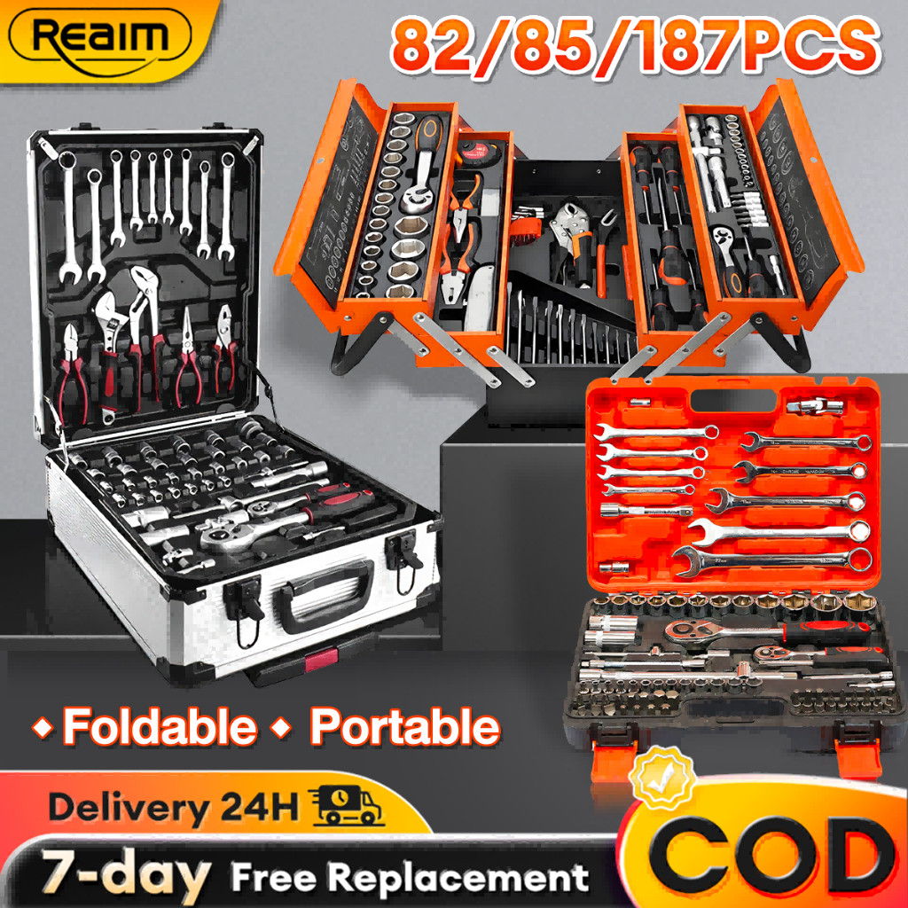 REAIM 85 Pcs Tools Set for Motorcycle Socket Wrench Set Heavy Duty Tool ...
