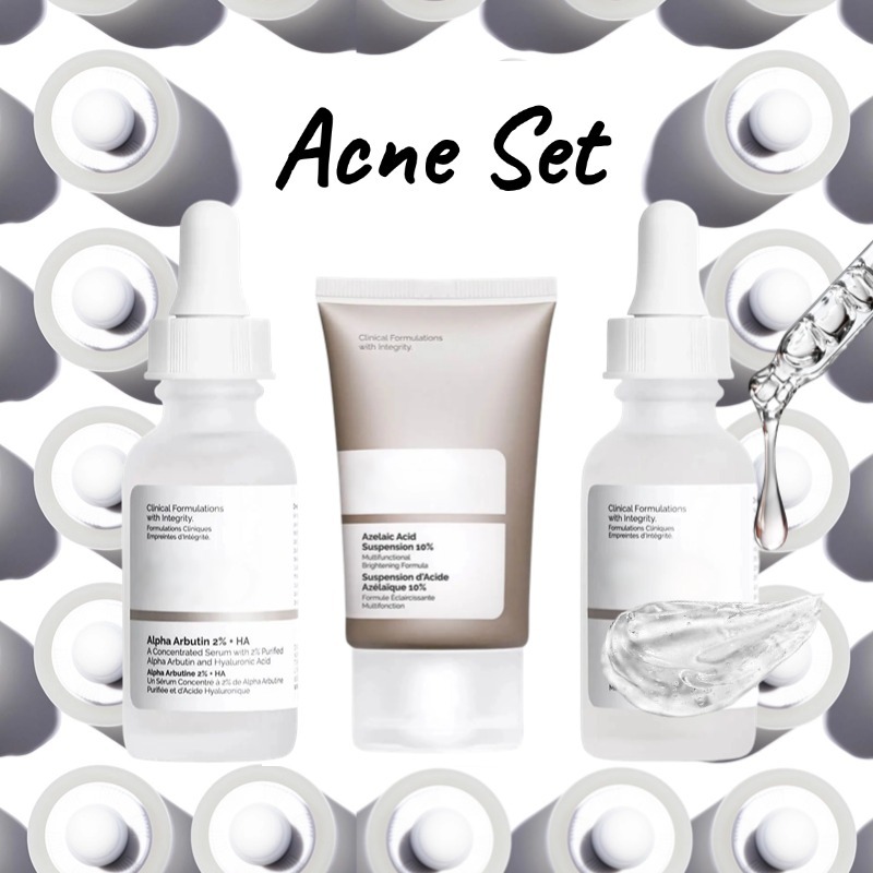 The Ordinary Niacinamide Serum + Alpha Arbutin + Azelaic Acid Acne Set ...