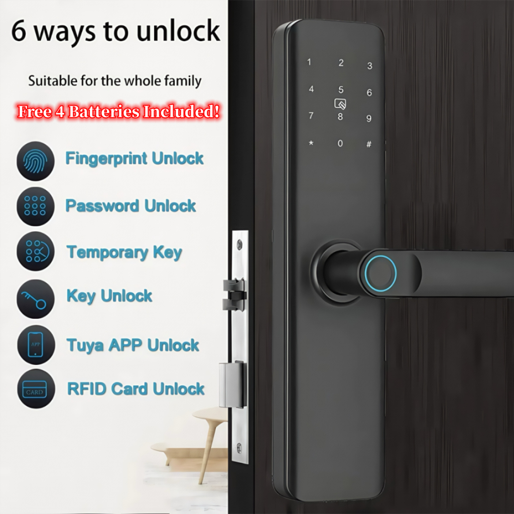 Smart Lock 6 in 1 Biometric Lock Anti-theft Fingerprint/Password/Key ...