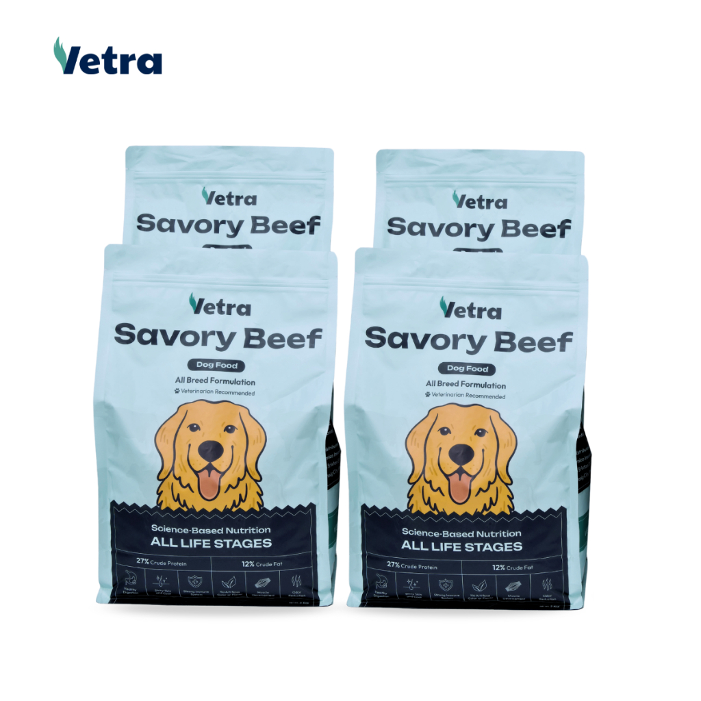 Vetra Bundle 12kg - Dry Dog Food Savory Beef - All Breeds and Ages (3kg ...