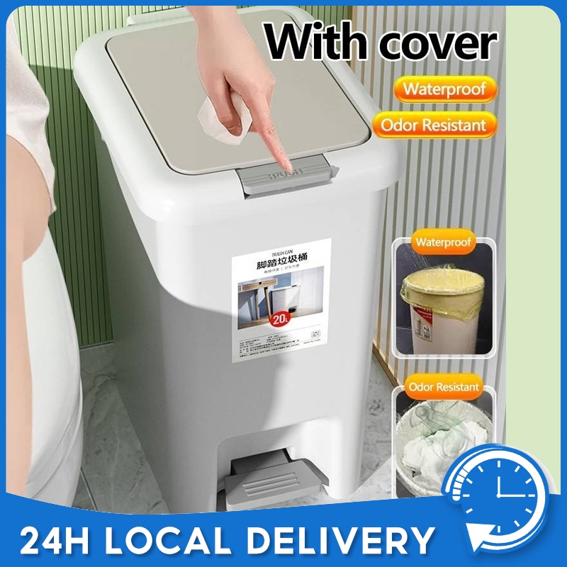 Bathroom Trash Bin Kitchen Garbage Bin with cover Waterproof Basurahan ...