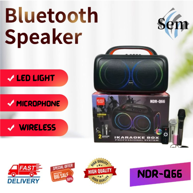 NDR-Q66 professional battery system with bluetooth speaker and wireless microphone | Shopee ...