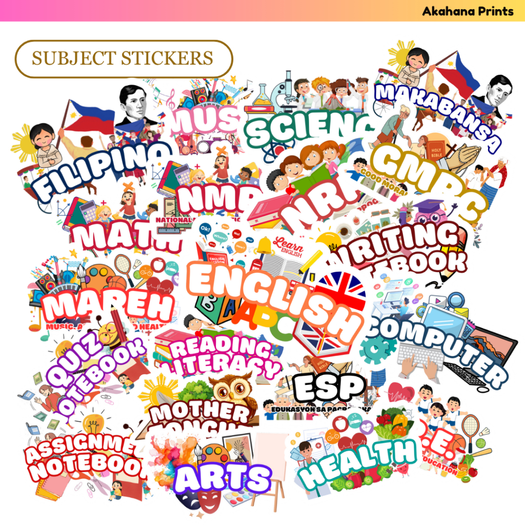 NOTEBOOK STICKER | SUBJECT STICKERS | GLOSSY STICKER | Shopee Philippines