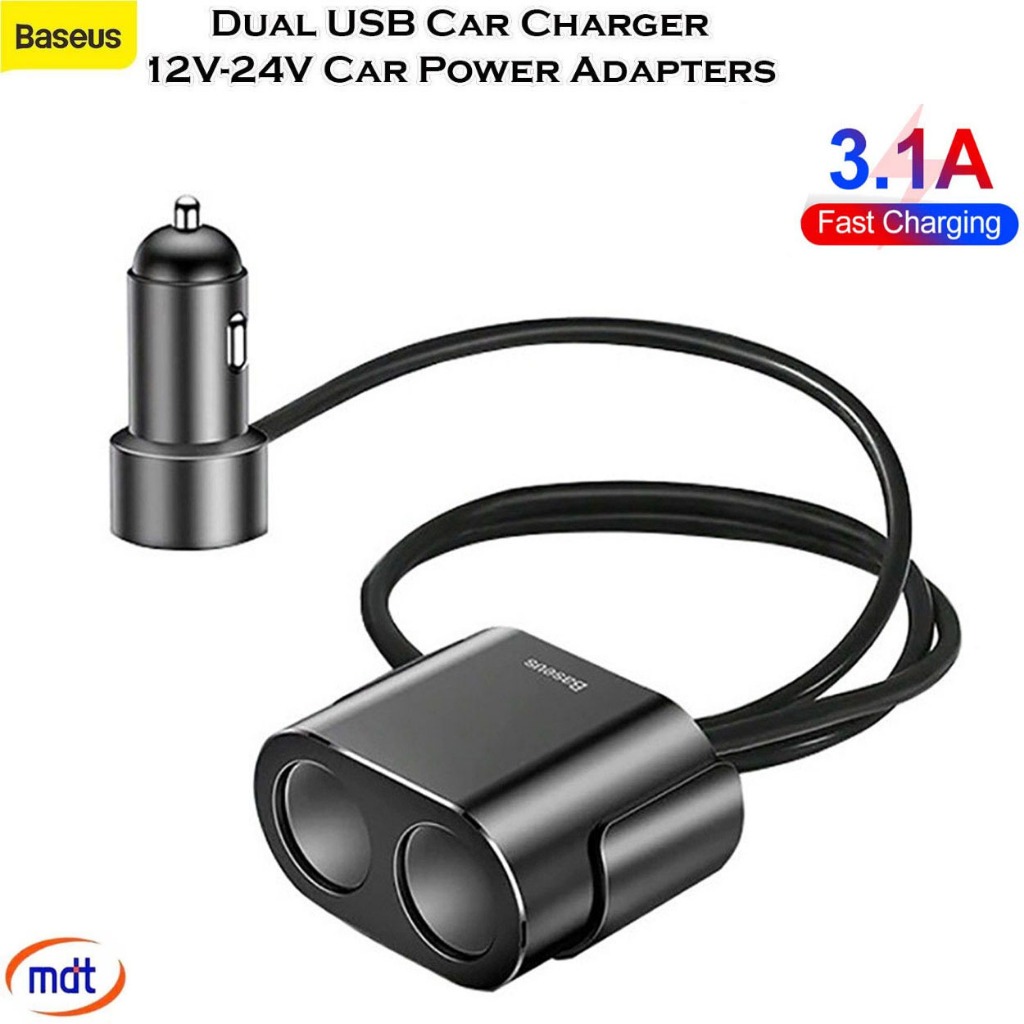 Baseus Car Splitter Socket 100W Dual USB Car Charger 12V-24V Car Power ...