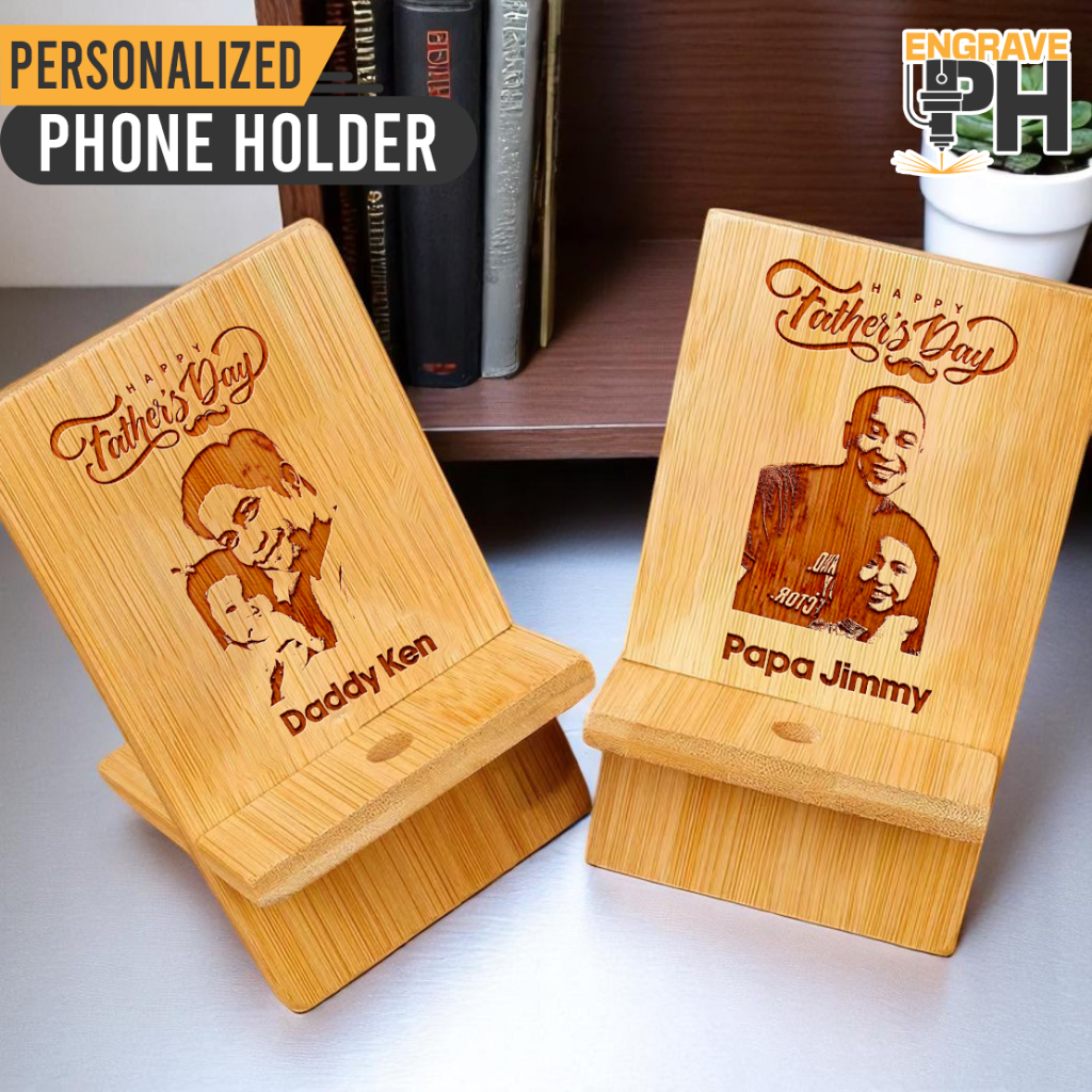 Customized/Personalized Engraved Laser Phone stand holder Father's day ...
