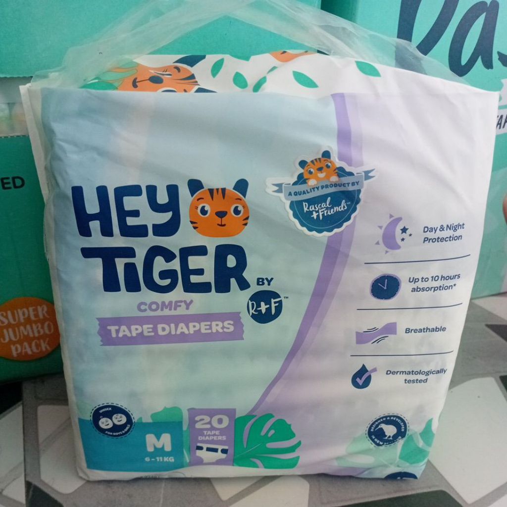 20pcs Medium Hey Tiger Comfy Tape Diapers by Rascal + Friends (6-11KG ...