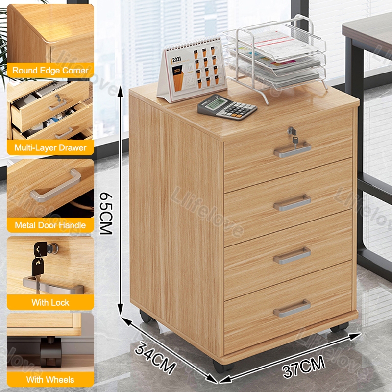 4 Drawers Cabinet File Cabinet Home Office Cabinet With Lock Bedside ...