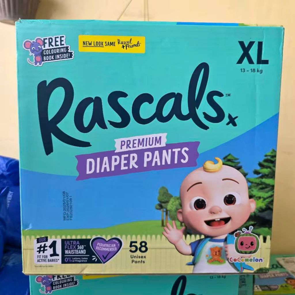 New Rascals Premium Diaper Pants XL 58pcs Cocomelon Edition | Shopee ...