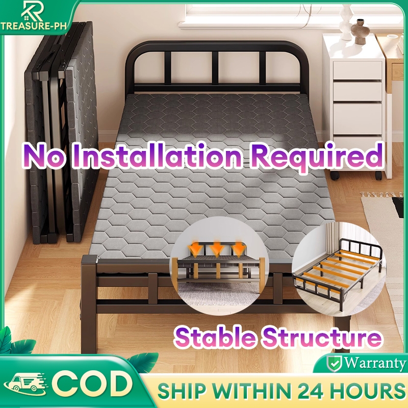 Metal Folding Bed Heavy Duty 75/100/120CM uratex foam Bed Frame Single ...