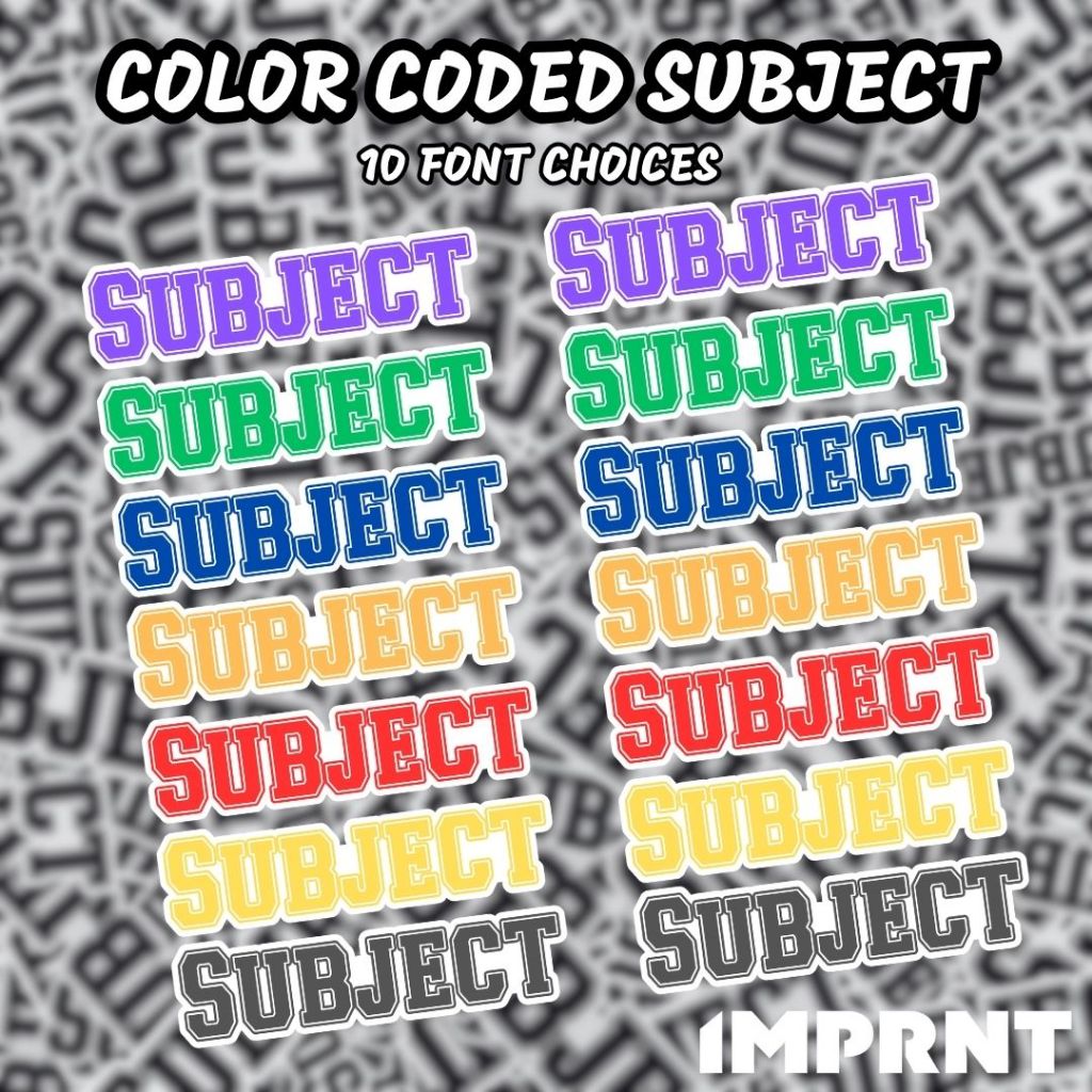 IMPRNT (Set of 14pcs) Back to School Sticker Color Coded Labels for ...
