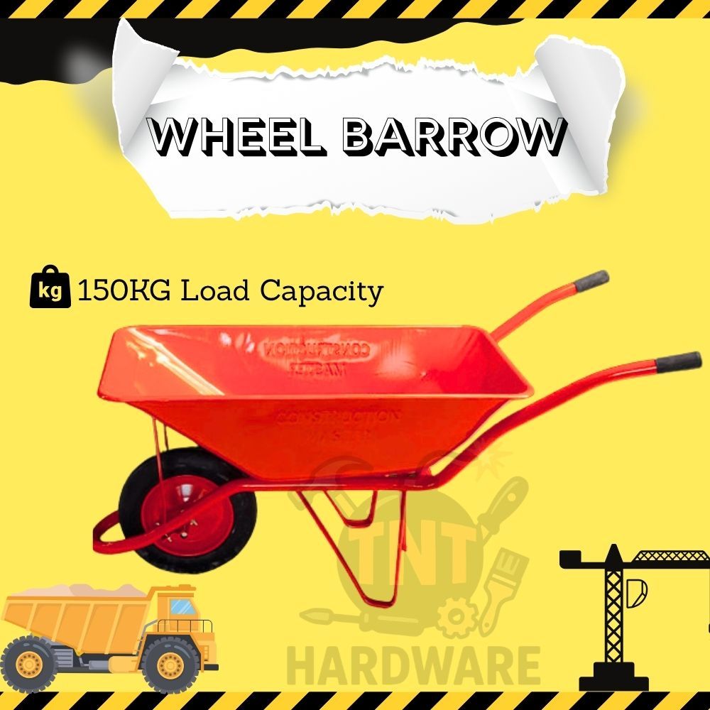 Wheel Barrow Heavy duty Orange for Construction & Gardening Use ...