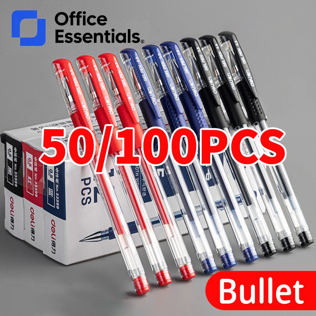 【Office Essentials】100/50Pcs Black Gel Pen 0.5 Sign Pen Ballpen Set ...
