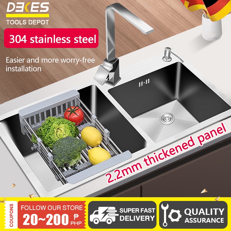 Kitchen Stainless Steel Sink 2.2mmThickened Premium Kitchen Double ...