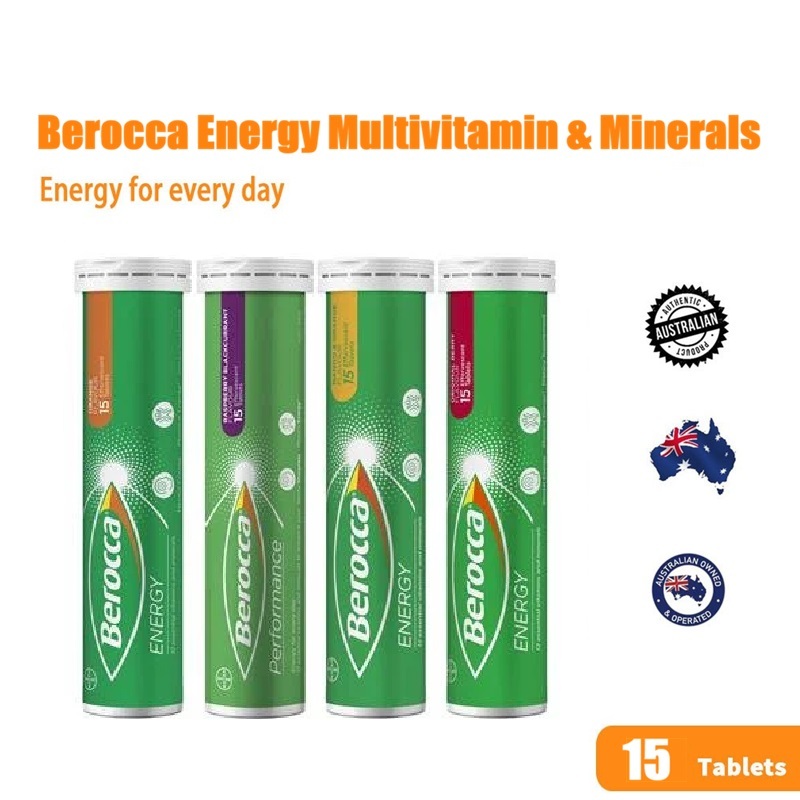 BAYER Berocca Energy Multivitamin & Minerals Effervescent 15 Tablets ...