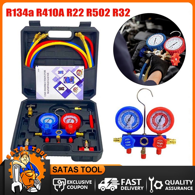 Car Aircon Manifold Gauge R134a Freon Pressure Gauge AC Manifold Gauge ...