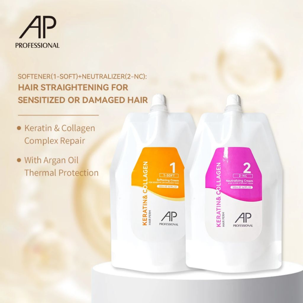 AP KERATIN COLLAGEN HAIR REBONDING CREAM SET FOR SENSITIZED HAIR MADE ...