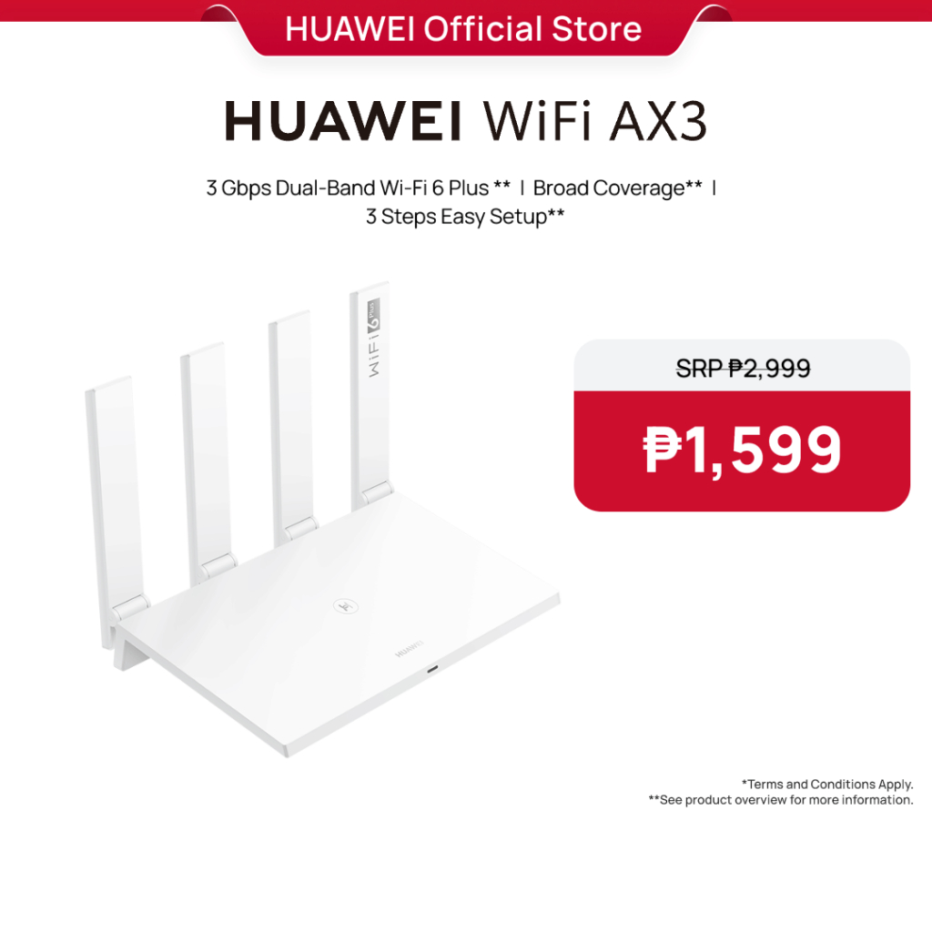 HUAWEI WIFI AX3 Router (Dual-Core) | 3 Gbps Dual-Band Wi-Fi 6 Plus ...
