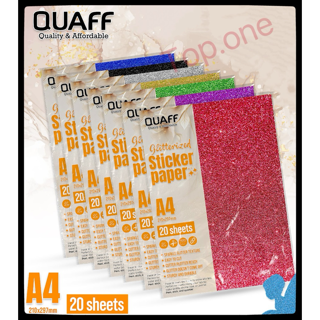 A4 Size Glittered Sticker(Quaff/20sheets)for Arts and Crafts or Party ...
