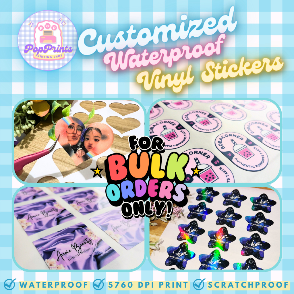 STICKER PRINTING Customized Regular and Waterproof Stickers Logo, Label ...