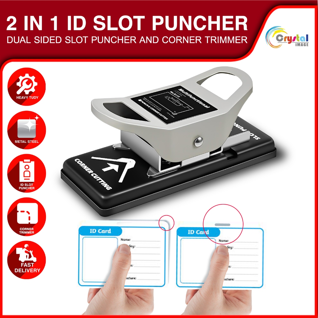 Yasen 2 in 1 Puncher (Corner Trimmer | ID Slot Punch) Dual Sided ...