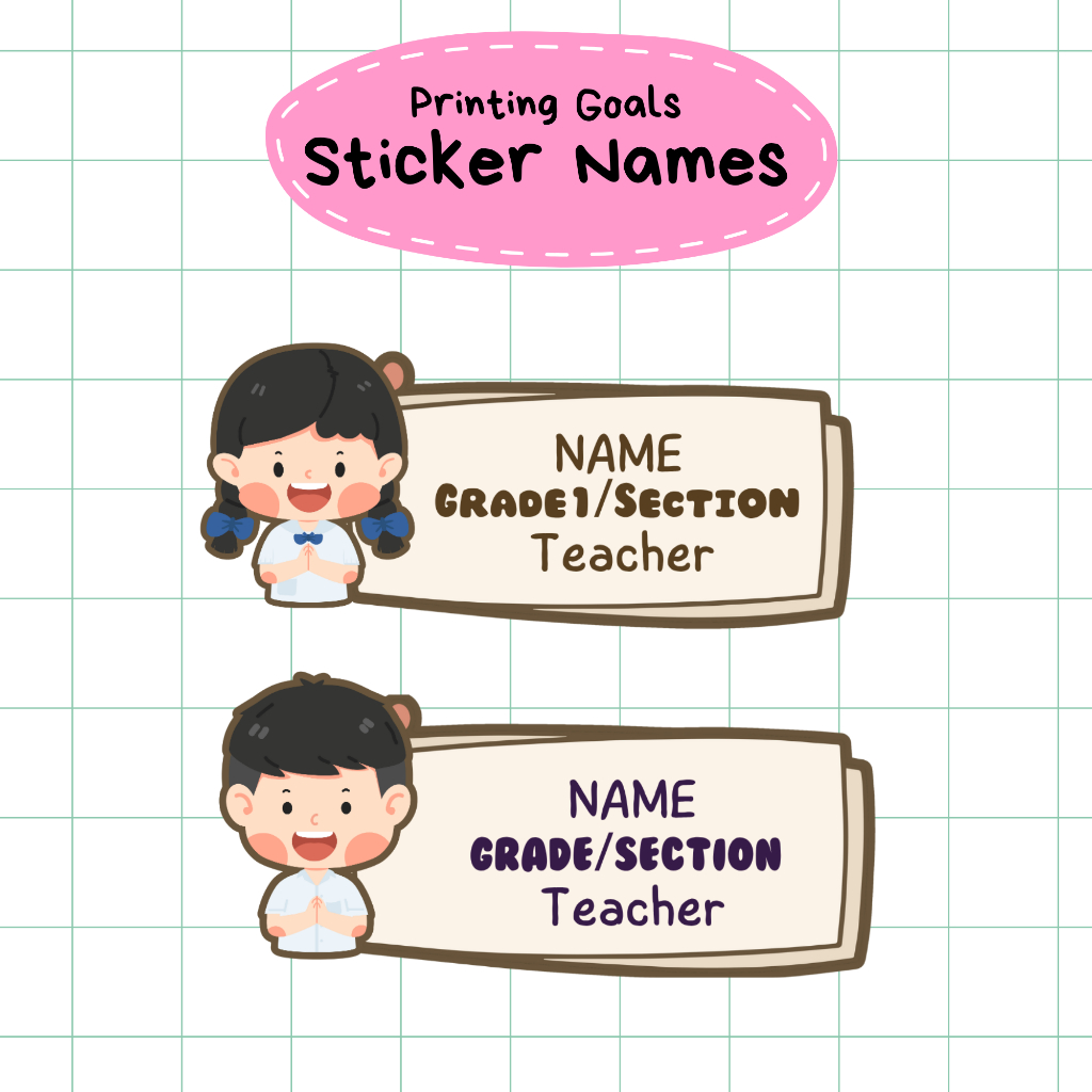 Cute Personalized Name Stickers for Students – Boy & Girl Designs ...