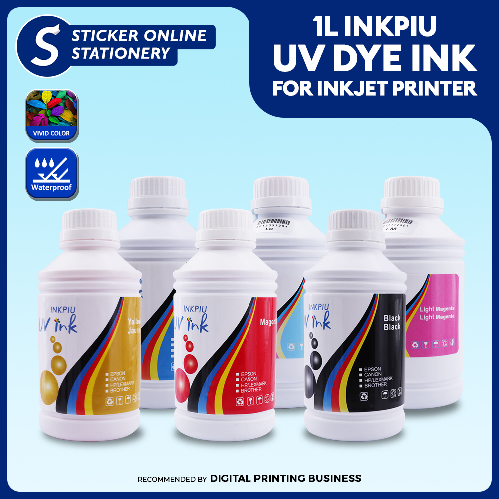UV DYE INK 1L INKPIU Universal Dye Ink Cyan/Magenta/Yellow/Black/Light ...