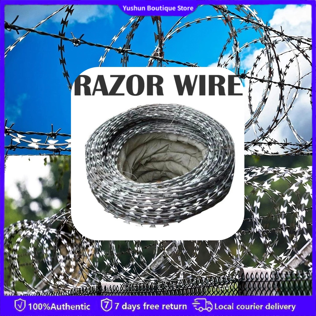 (COD)Barbed Razor Wire Roll 20 Meters 32ft Combat Military Wire Spiral ...