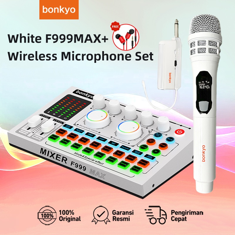 Bonkyo F999Max Soundcard + Wireless mic live broadcast equipment full ...