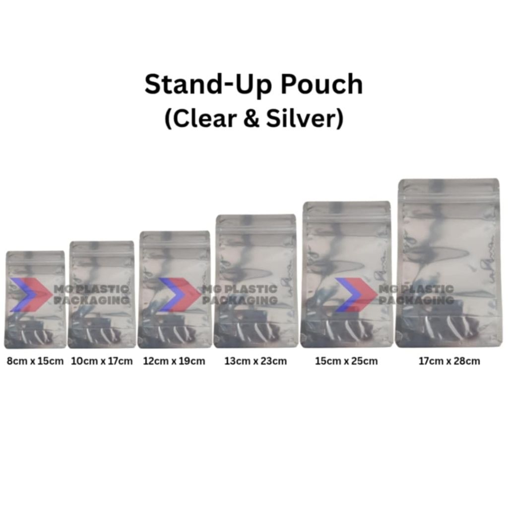Stand up pouch half silver clear with resealable ziplock 50-100pcs | Shopee Philippines