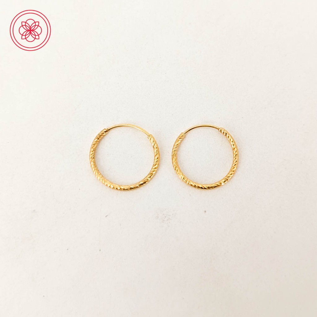 COD PAWNABLE 18k Earrings Real Pure Saudi Gold Twisted Thin Hoop / Loop ...