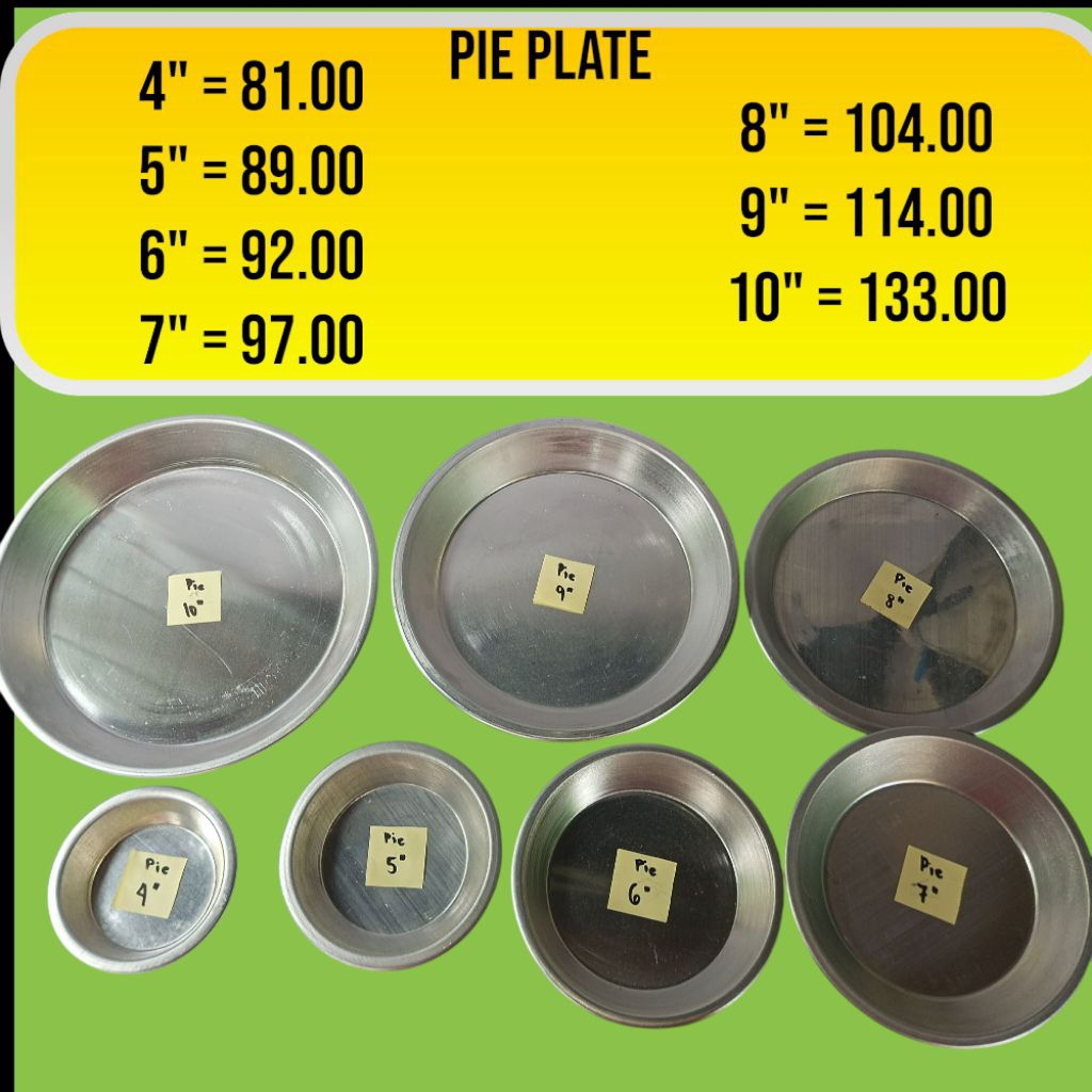 PIE PLATE MOLDER, size 4, 5, 6, 7, 8, 9, 10 Egg Pie Plate, Buko Pie ...