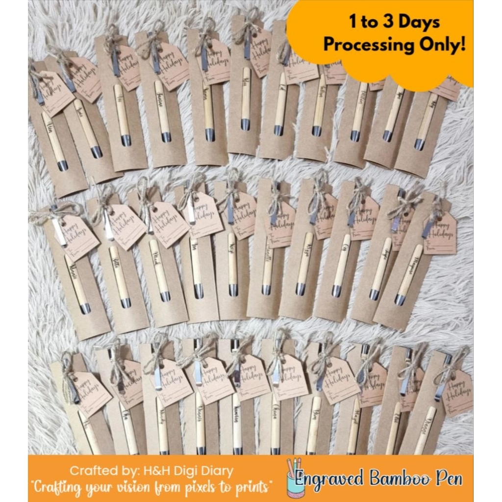 [H&H Digi] Engraved Bamboo Pen with Sleeves | Shopee Philippines