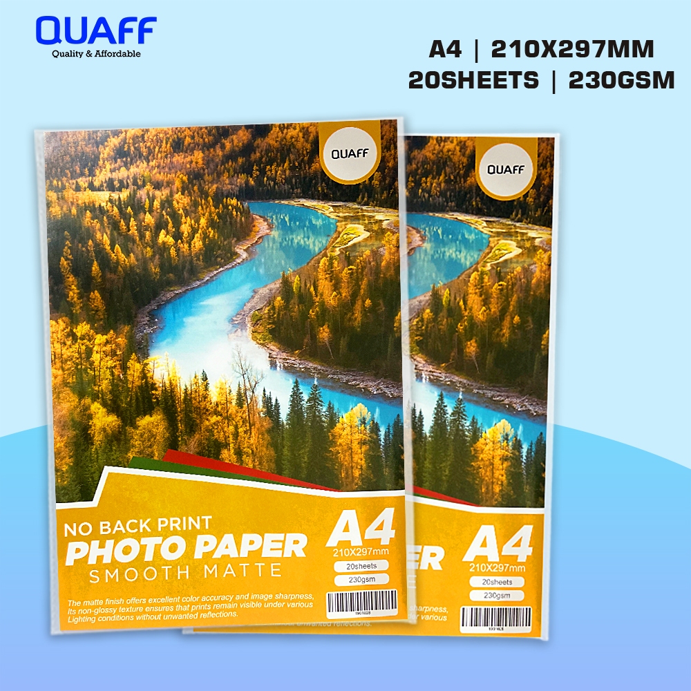 QUAFF Photo Paper Matte No Back Print 230GSM A4 size (20sheets per pack ...