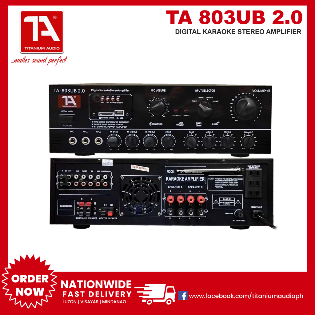 Titanium Audio TA 803UB v2.0 Amplifier / Bluetooth, USB, SD Port ...