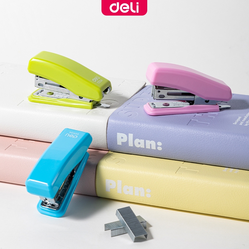 Deli Mini Stapler With 1000pcs of 25mm Book Binding Nails Mixed Color ...