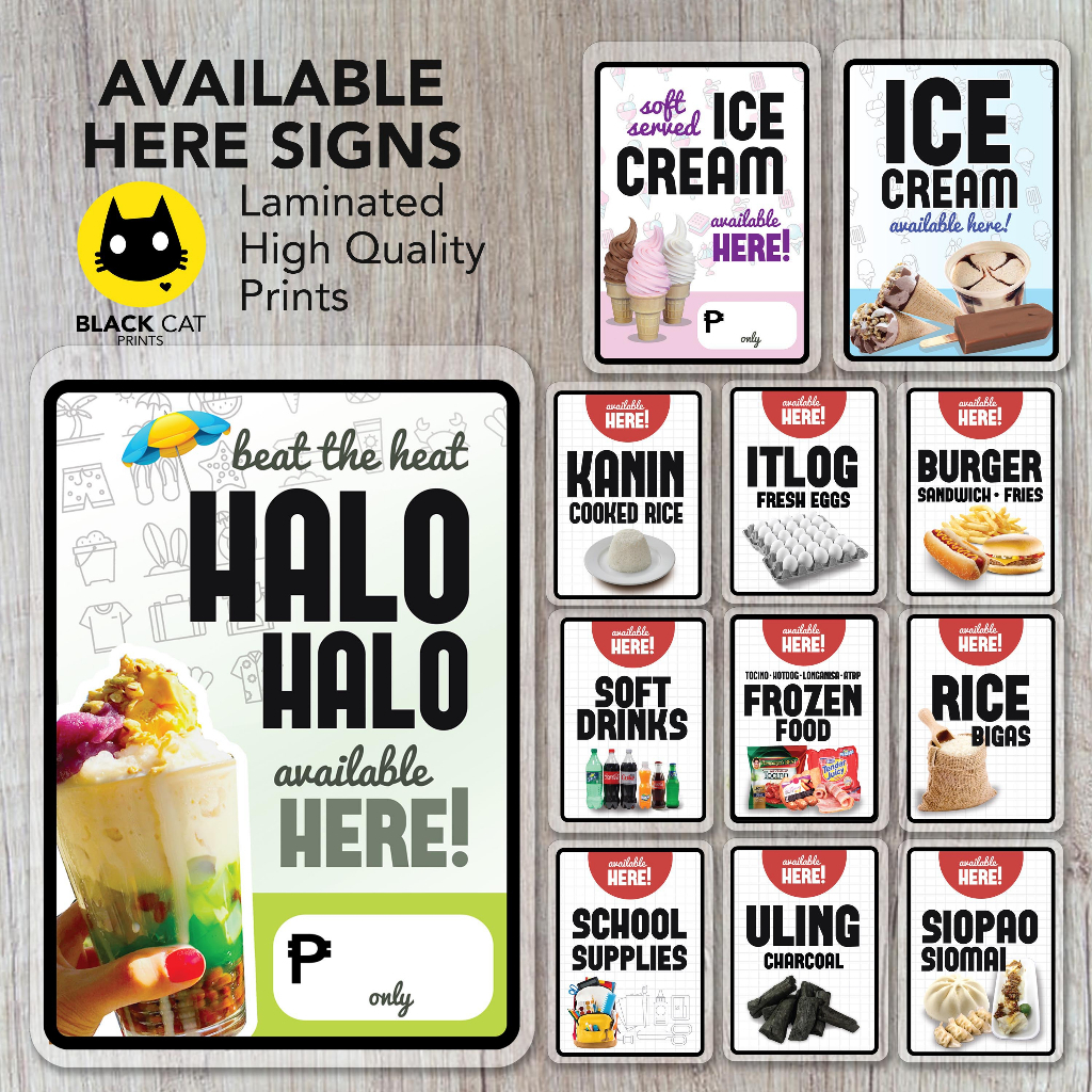 Available Here Signage SET 1 / Laminated Signs / Sign Boards | Shopee ...