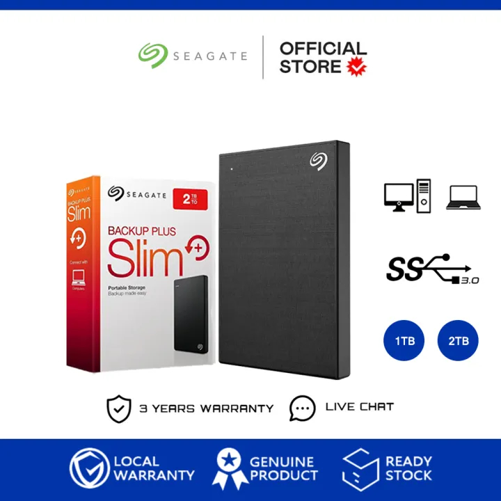 Seagate Original Plus Slim 1TB 2TB External Hard Drive For Mac and Windows Portable USB 3.0 ...