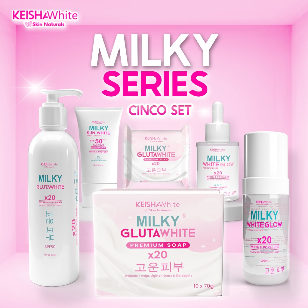 【MILKY SERIES CINCO SET】MILKY GLUTA WHITE SOAP (1 BOX/10 PCS) + LOTION+ ...