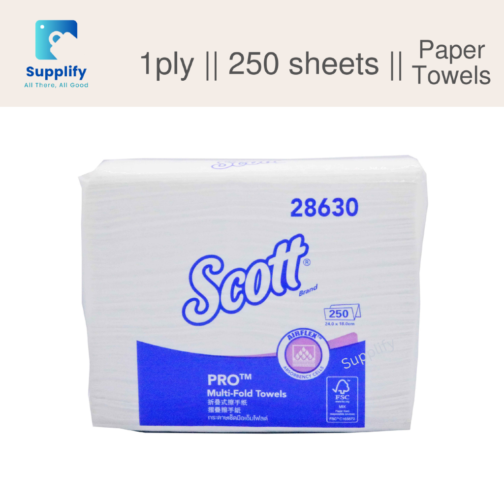 Scott Multi Fold Paper Towels 180mm x 250 sheets (28630) | Shopee ...