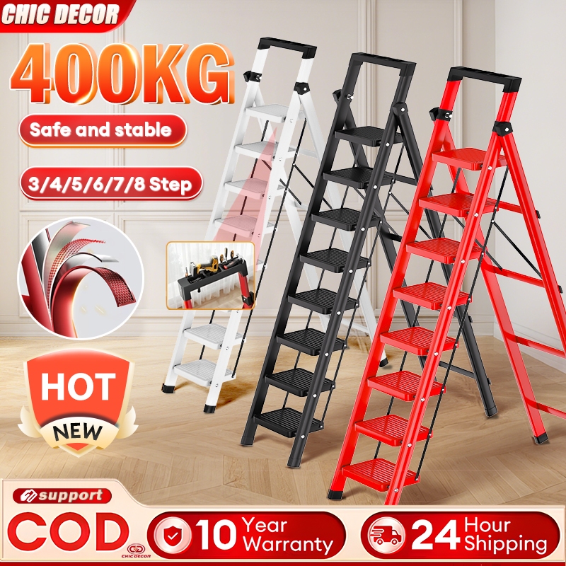 Ladder Foldable Carbon Steel Thicker Ladder 3/4/5/6/7/8 steps Household ...