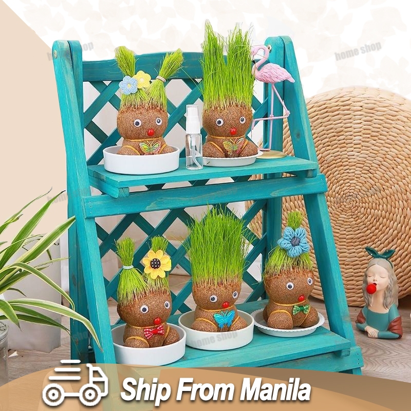 DIY Grass Head Mini Plant Doll potted for Big Grass Head Doll and ...